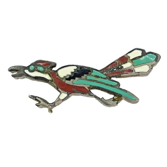 Accessories | Vintagenative American Zuni Style Silver Tone Multi Inlay ...